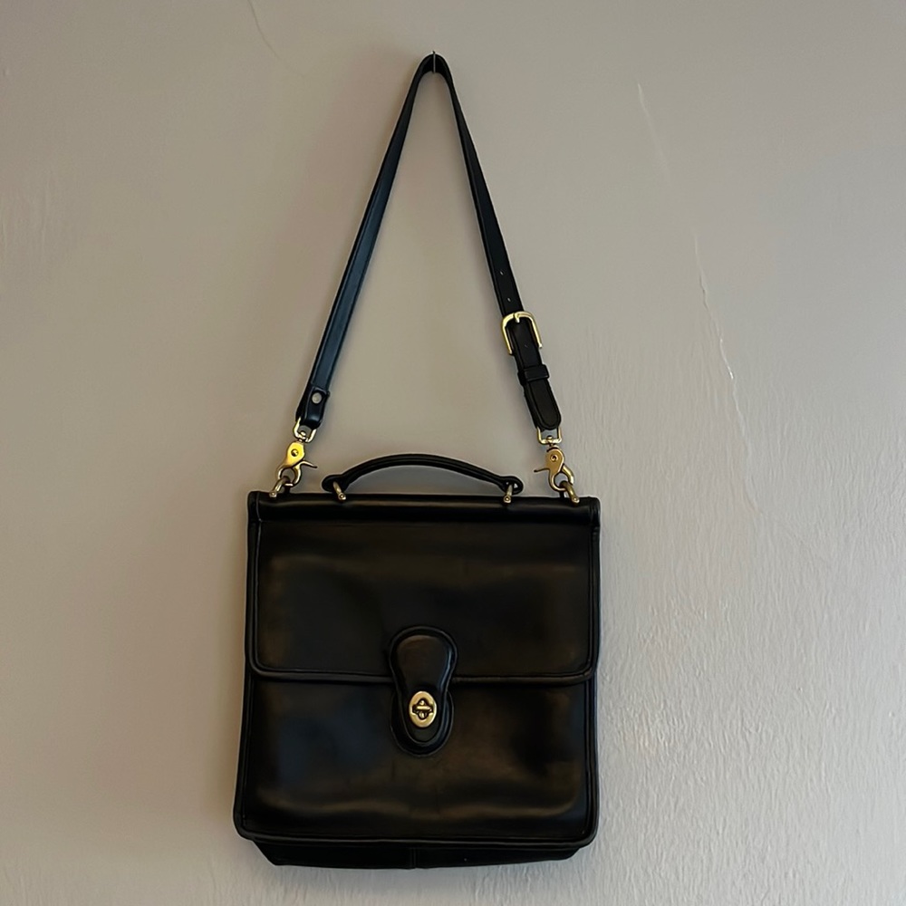 Vintage Rare Find 90s Coach Willis Black Leather Satc… - Gem